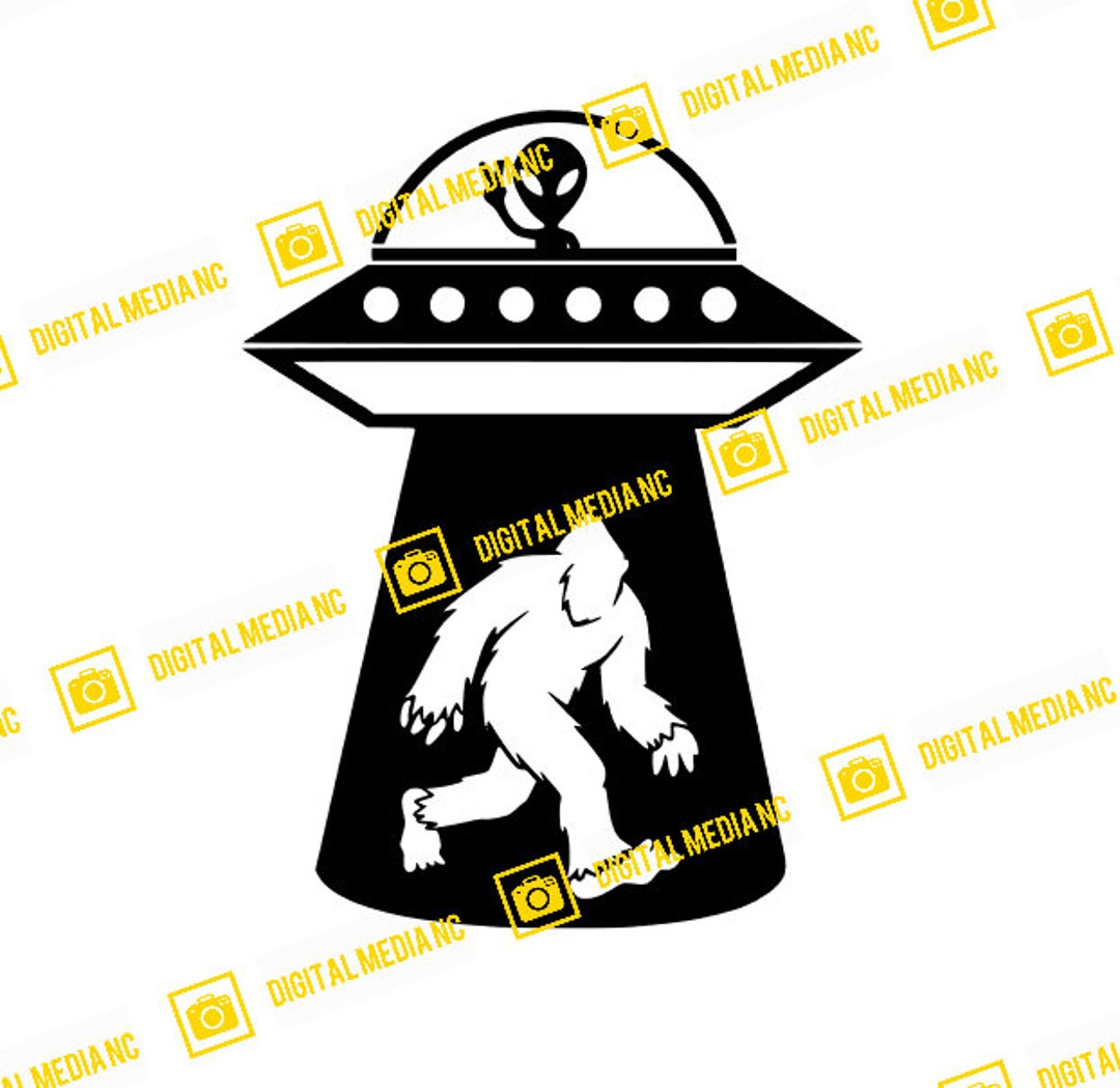 Bigfoot and Alien, UFO, Area 51, Yeti, Sasquatch, Foot Print | SVG PNG ...