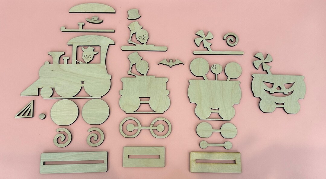 Skeleton Train Set DIY Wooden Kit. Paint Included. - Etsy