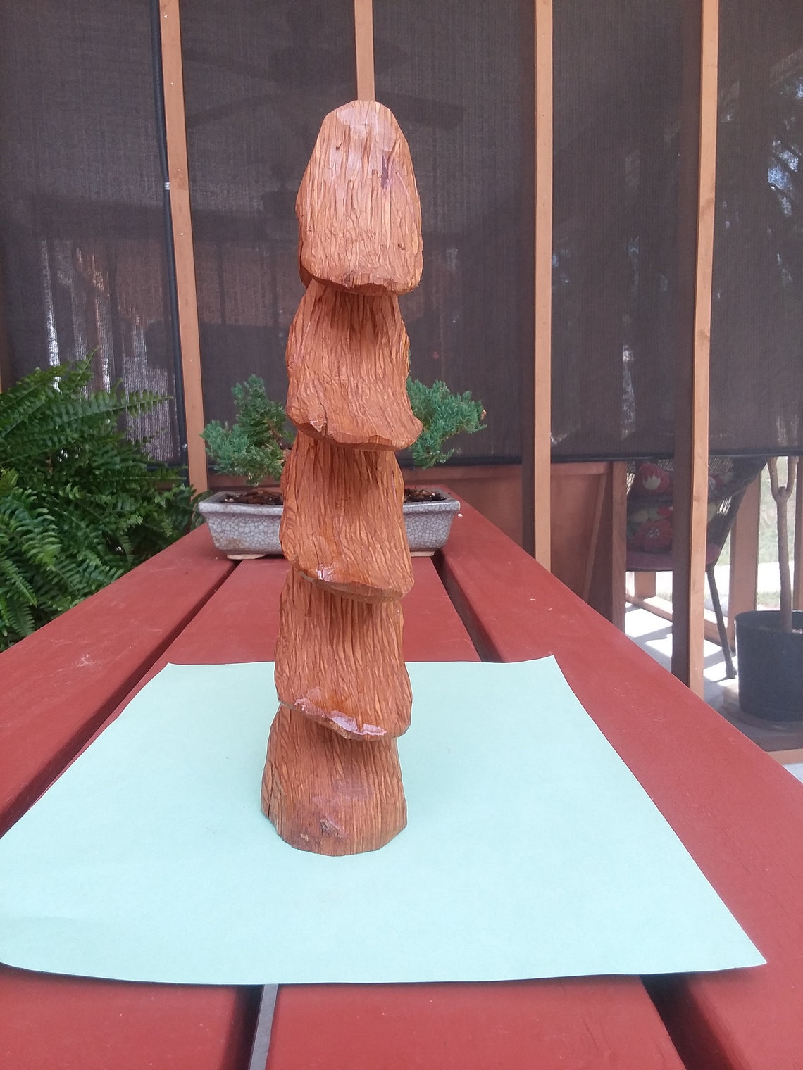 Large Hand Carved Rustic Wooden Tree Log Cabin Decor Rustic Winter ...