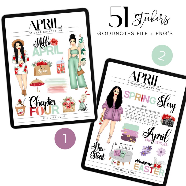 2023 April Spring Digital Stickers for Goodnotes April - Etsy