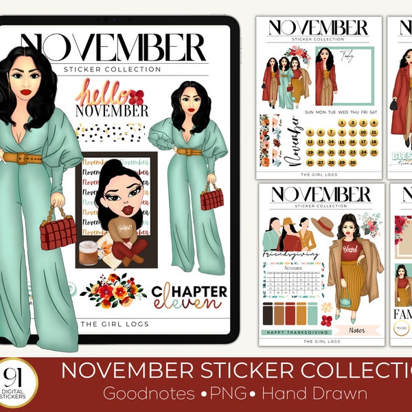 November Monthly Stickers 2023 - Etsy