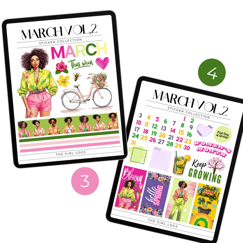 March 2024 Digital Stickers for Goodnotes, March Goodnotes Monthly ...