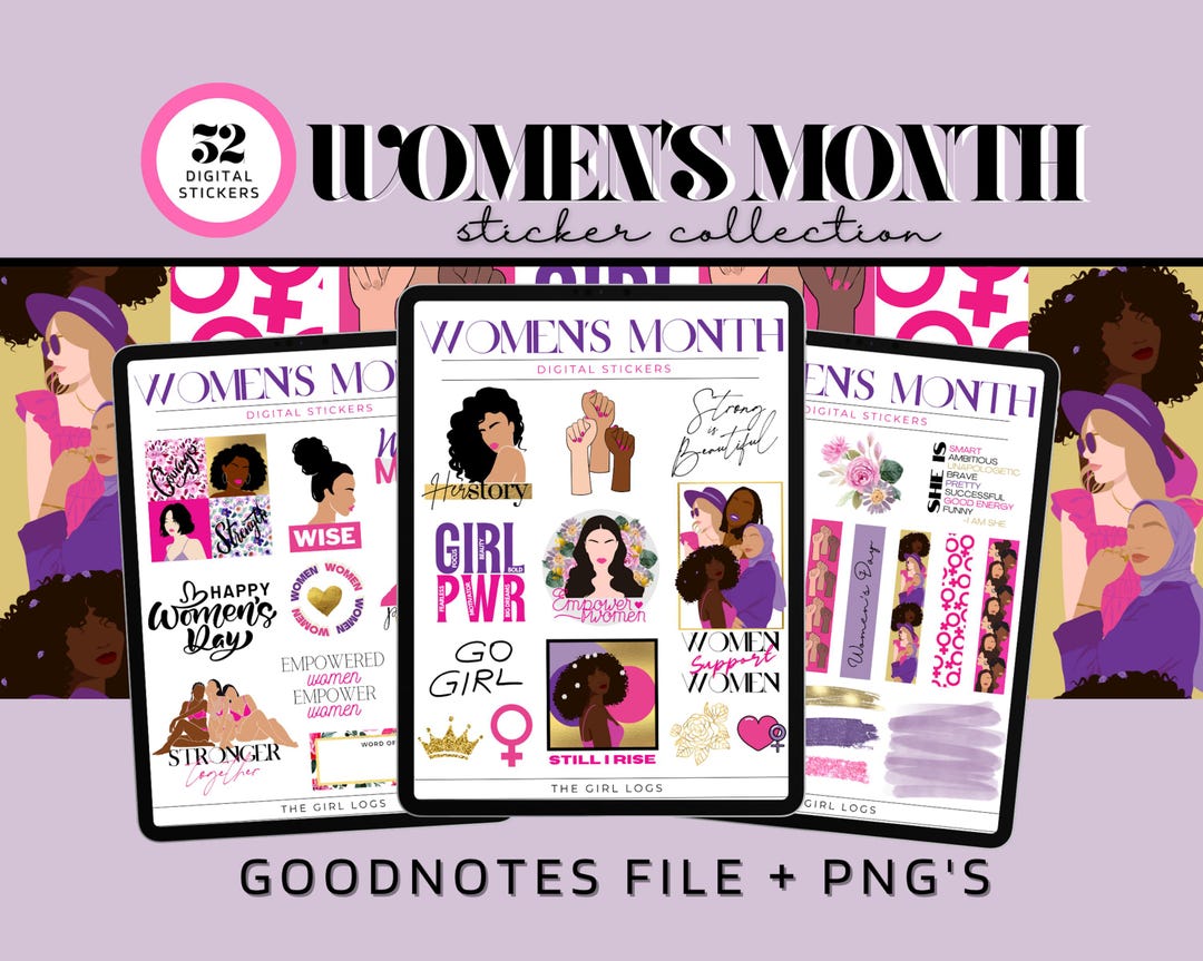 International Women's Day Digital Stickers, Women's Month Digital ...