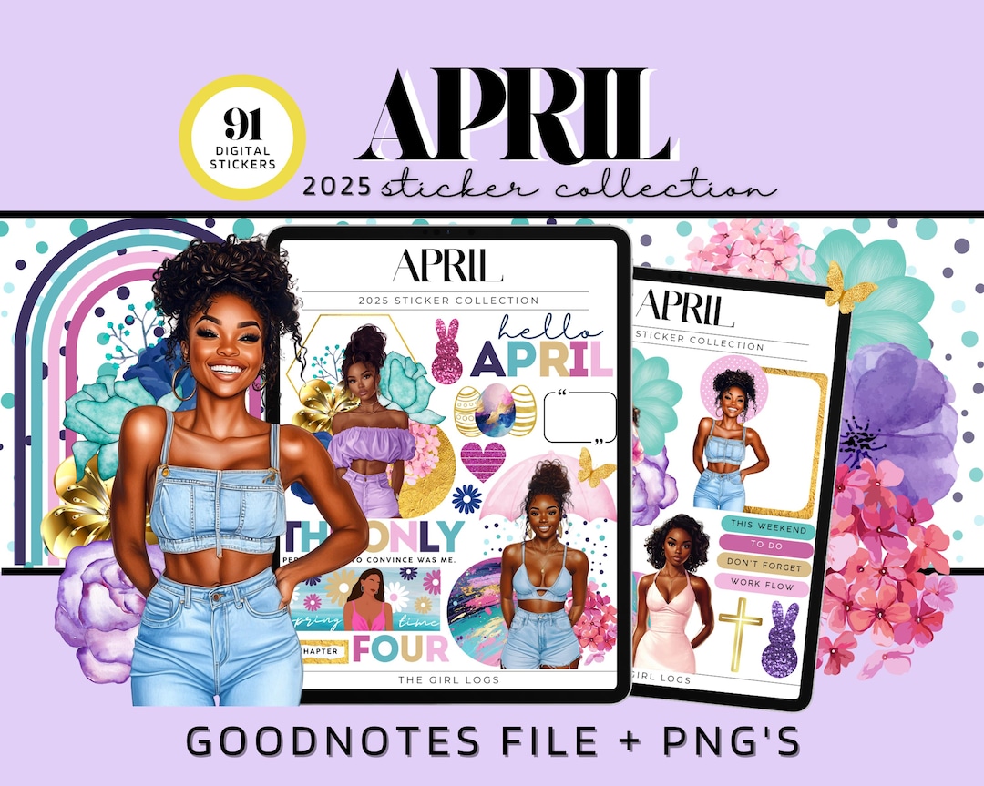 April 2025 Digital Stickers for Goodnotes, April Goodnotes Monthly ...