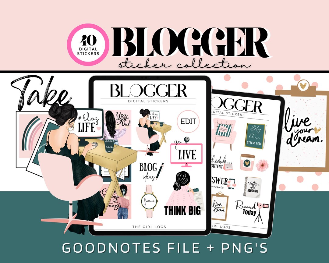 Blogger Stickers, Goodnotes Stickers, Digital Stickers, Blogger Planner ...