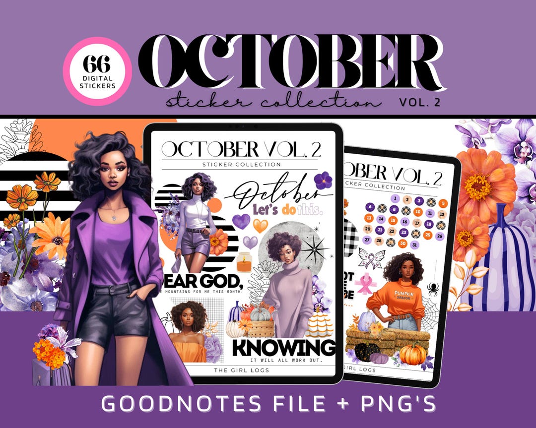 October 2024 Digital Stickers for Goodnotes, October Goodnotes Monthly ...