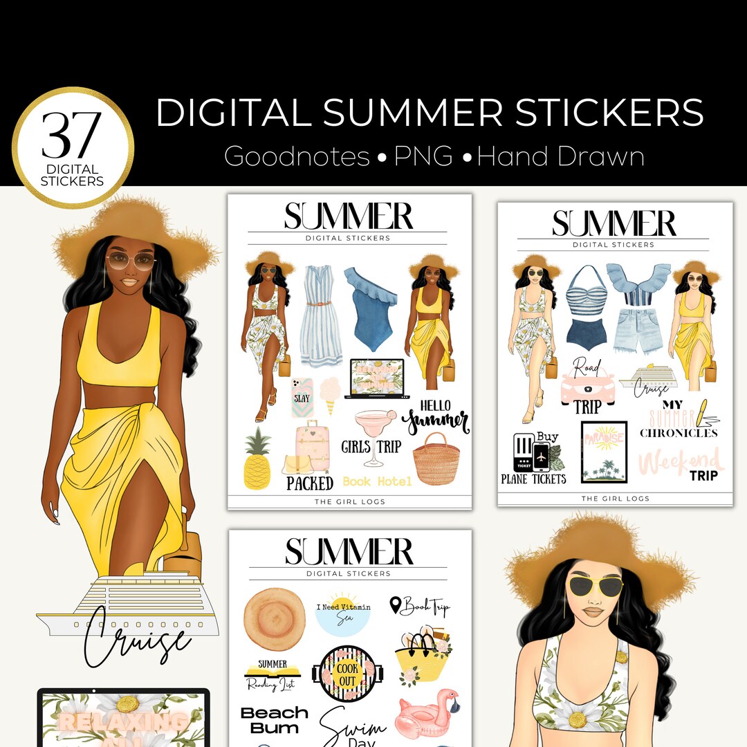 Digital Summer Stickers, Digital Planner Stickers, Summer Planner ...