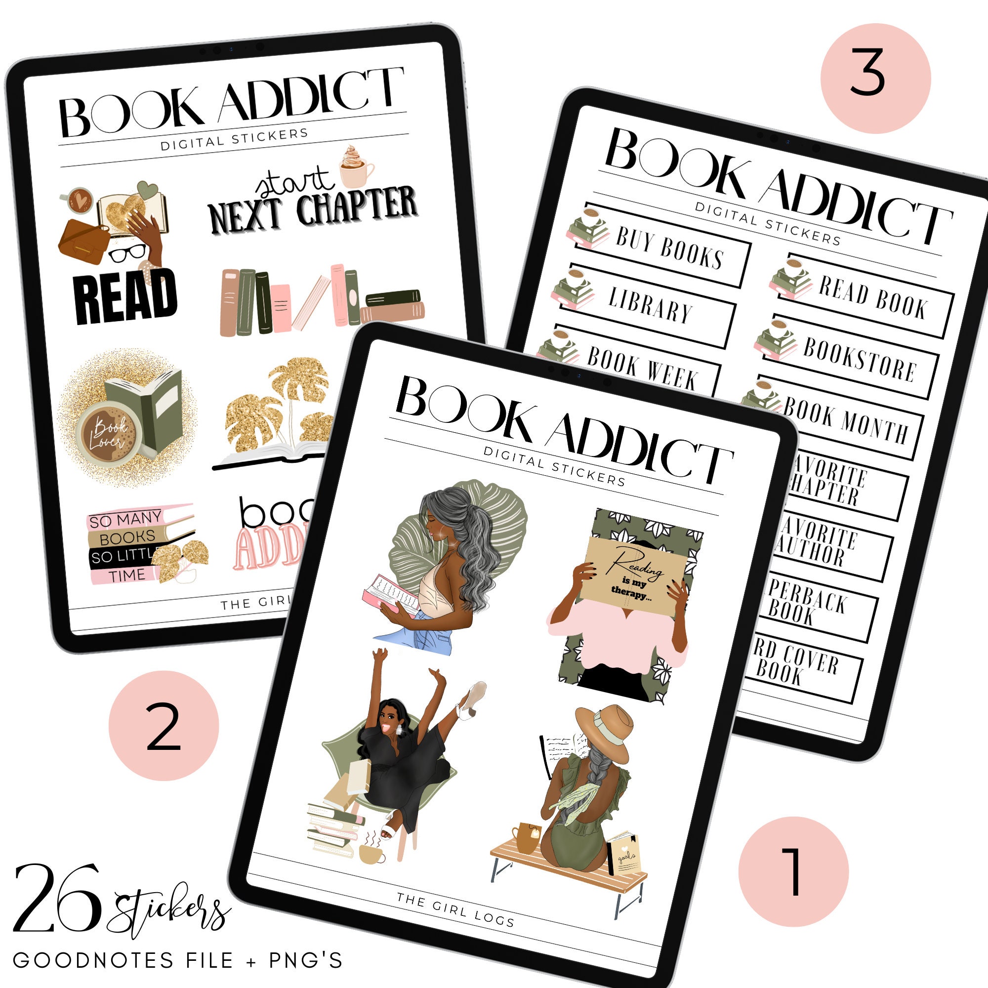 Goodnotes Stickers, Reading Stickers, African American, Book Lover ...