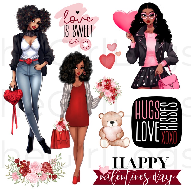 February and Valentines Day Digital Stickers, Goodnotes Pre-cropped ...