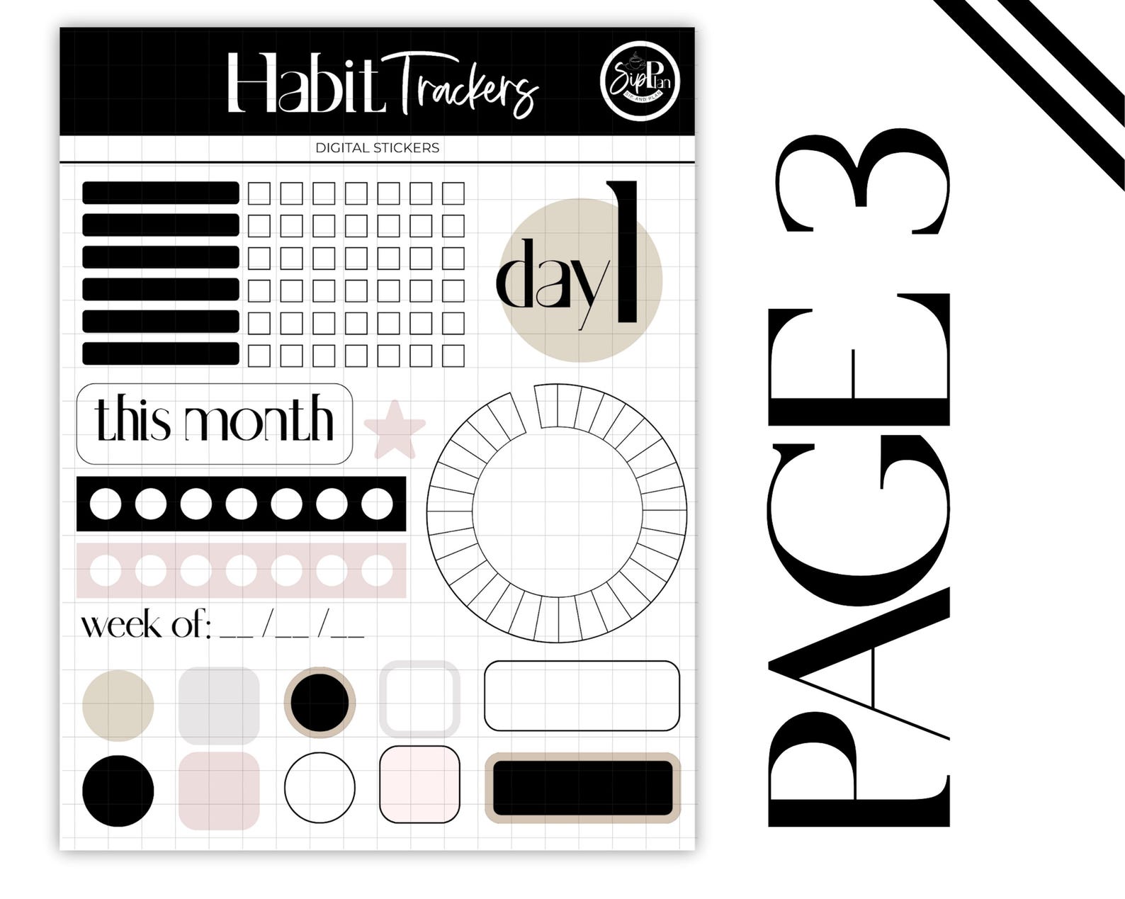 Habit Tracker Digital Stickers, Goodnotes Planner (PNG) - Etsy