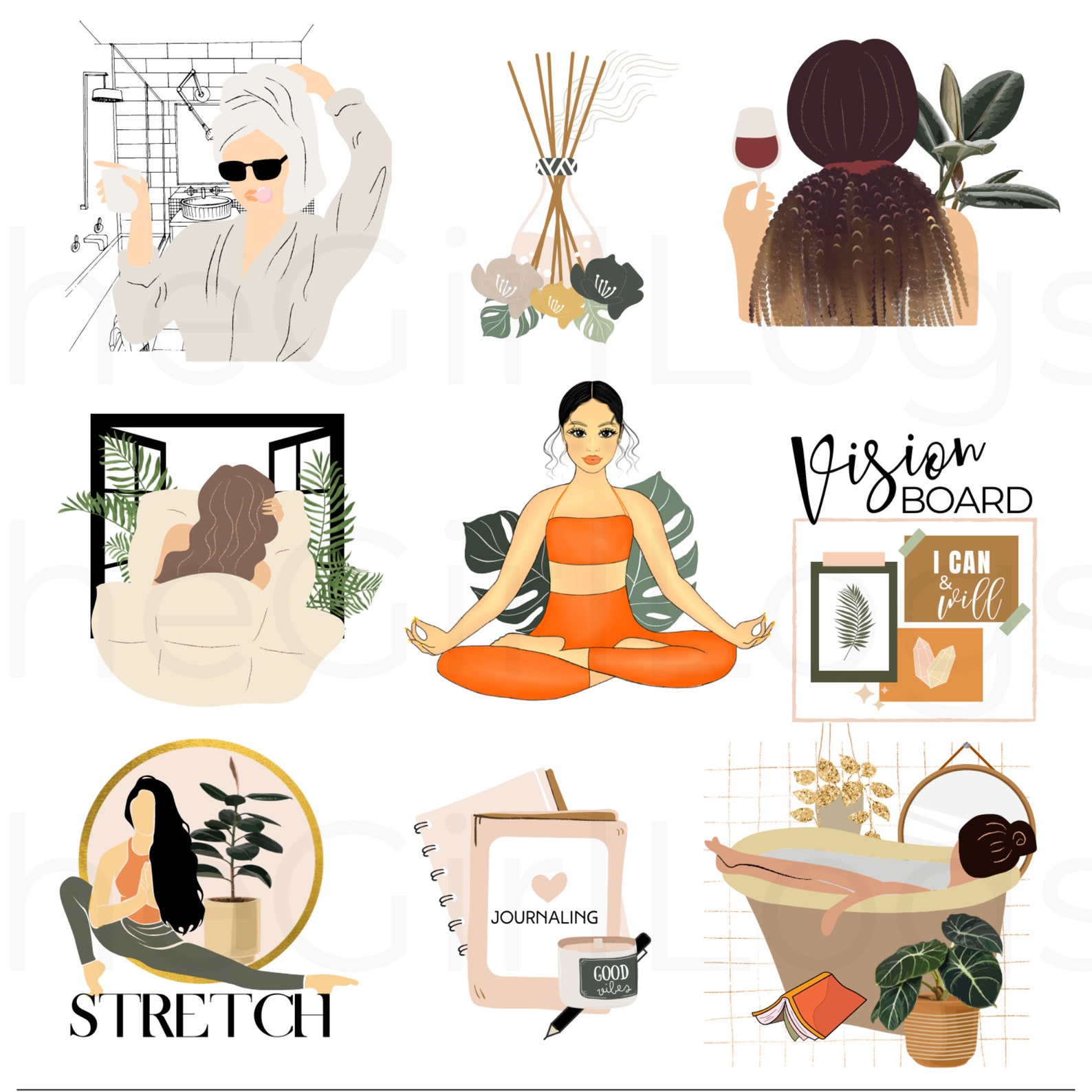 Manifest Goodnotes Stickers Self Care Stickers Digital - Etsy