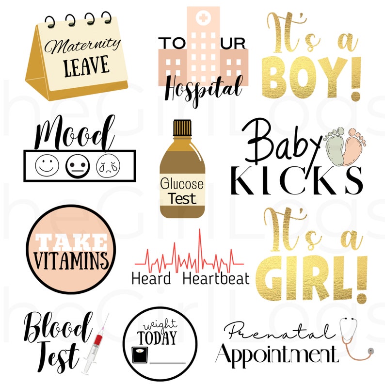 Goodnotes Stickers, Pregnancy Stickers, Digital Pregnancy Stickers ...