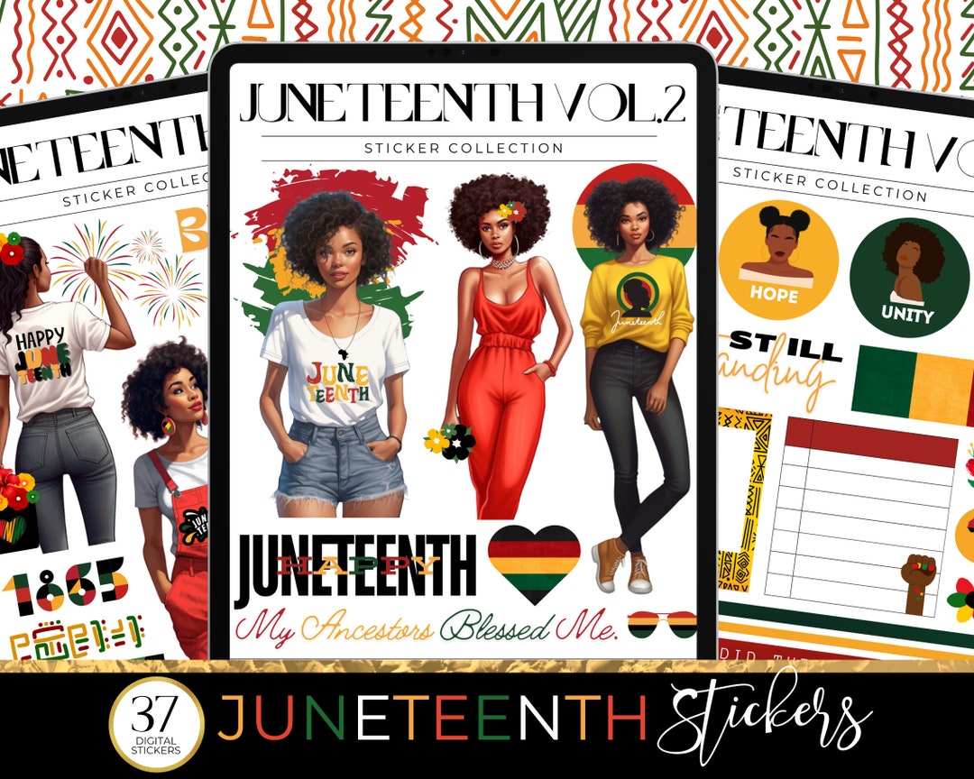 Juneteenth Digital Stickers, 2024 Juneteenth Stickers, June Digital ...