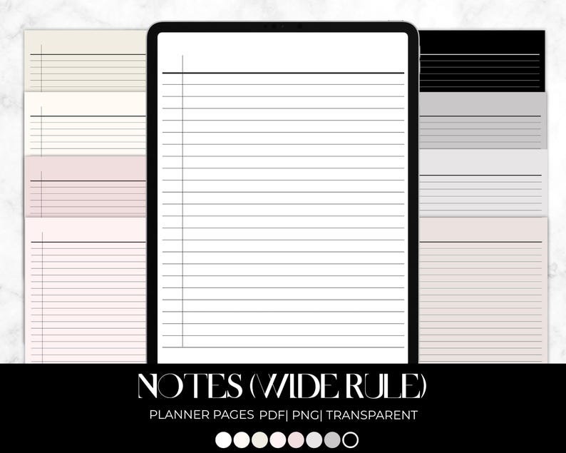 Digital Wide Rule Notes Template, Minimalist Note Paper (PDF, PNG) - Etsy