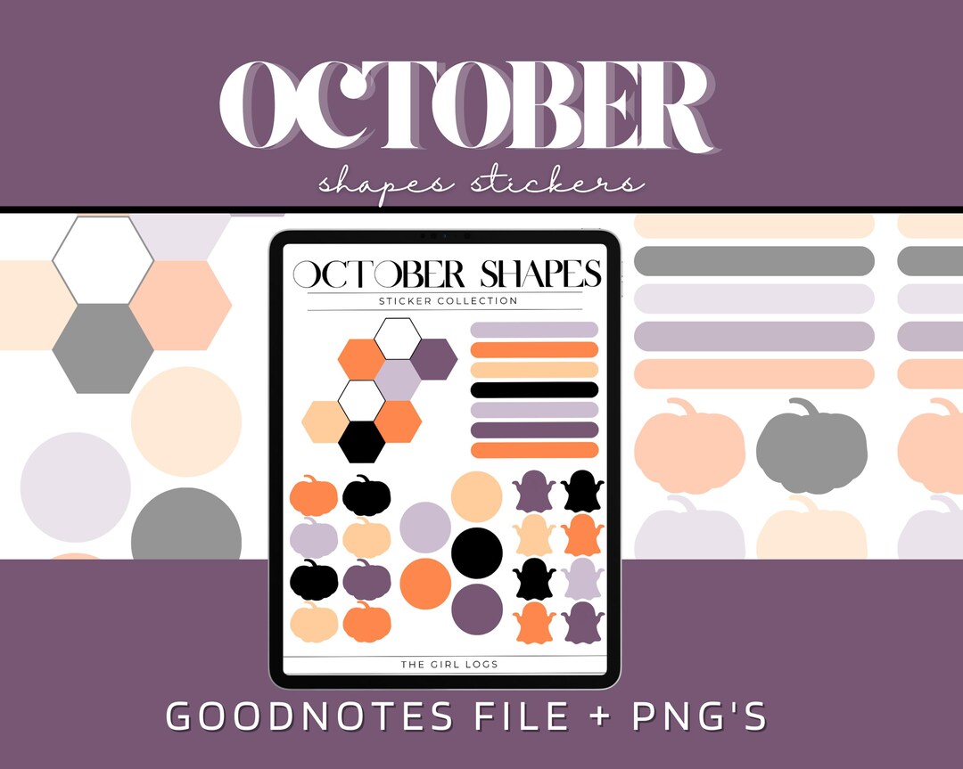 October 2024 Shapes Inserts Pre- Cropped Digital Stickers, October ...