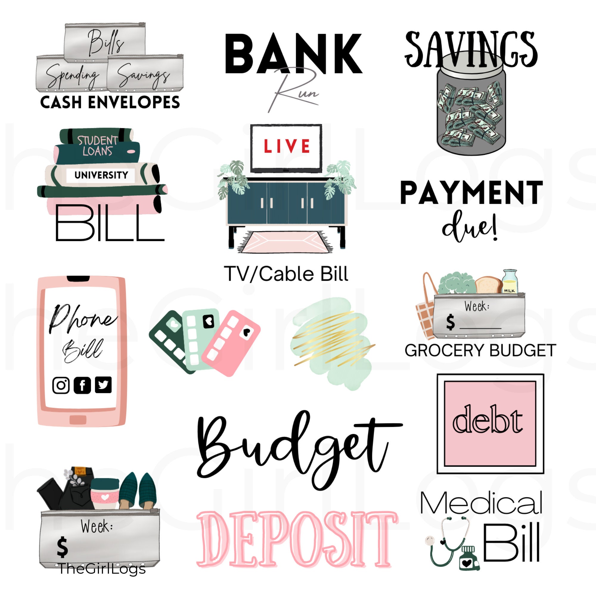Goodnotes Stickers Budget Stickers Budgeting Stickers - Etsy