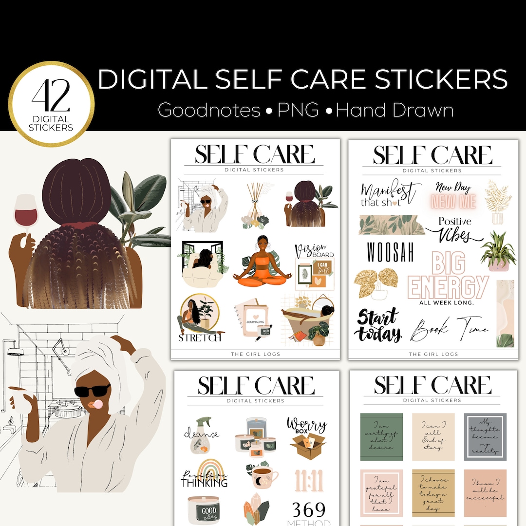 Self Care Goodnotes Stickers, Manifest Stickers, Digital Manifestation ...