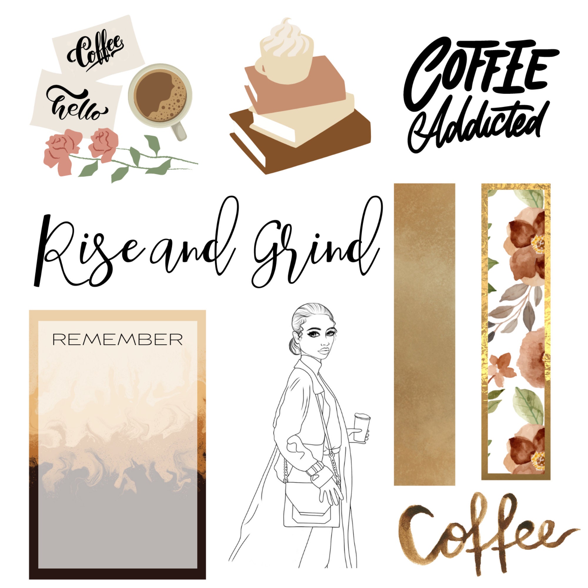 Coffee Girl, Goodnotes Stickers, Coffee Stickers, Coffee Goodnotes ...
