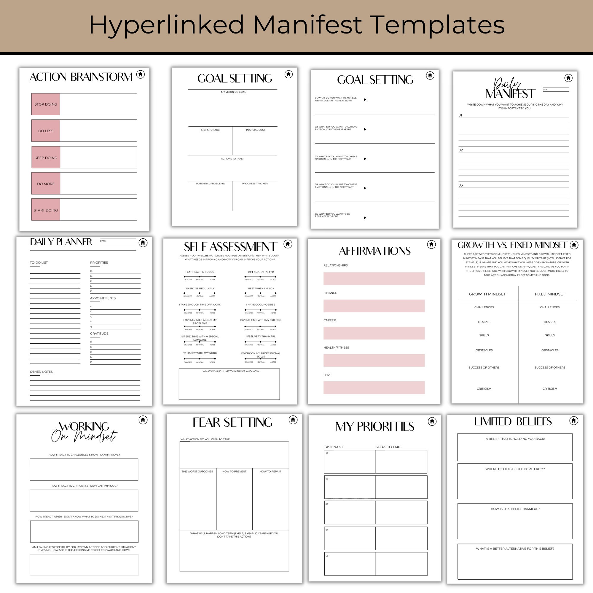 Manifestation Journal, 369 Manifest Journal, Self Care Planner, Digital ...
