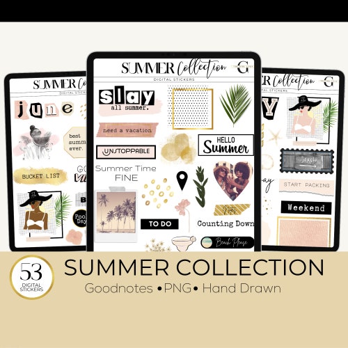 August Digital Planner Stickers Summer Sticker Kit - Etsy