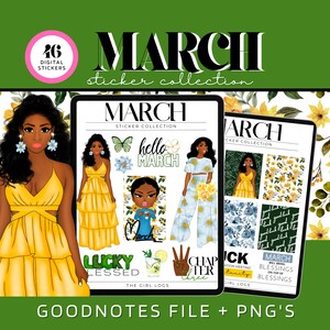 March 2023 Digital Stickers for Goodnotes, March Goodnotes Monthly ...