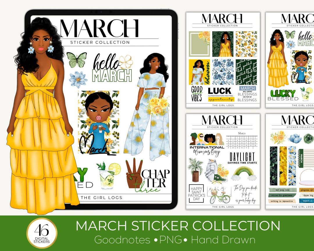 March 2023 Digital Stickers for Goodnotes, March Goodnotes Monthly ...