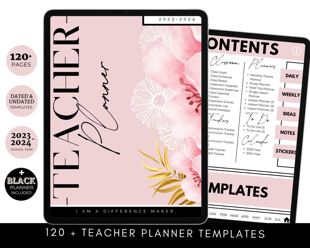 2023-2024 Teacher Digital Planner, Teacher Planner, Undated Teacher ...
