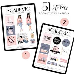 Academic Goodnotes Stickers, Student Stickers, Digital Student Stickers ...