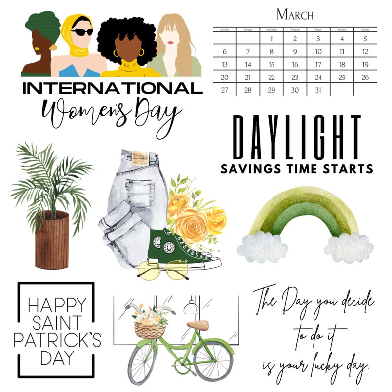 March 2023 Digital Stickers for Goodnotes March Goodnotes - Etsy