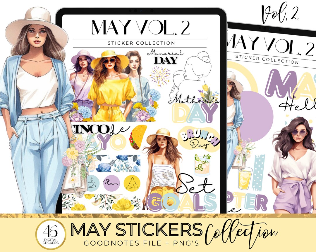 May Digital Stickers for Goodnotes, May Goodnotes Monthly Stickers, May ...