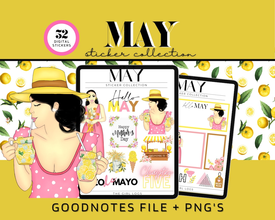 2023 May Digital Stickers for Goodnotes, May Monthly Pre- Cropped ...