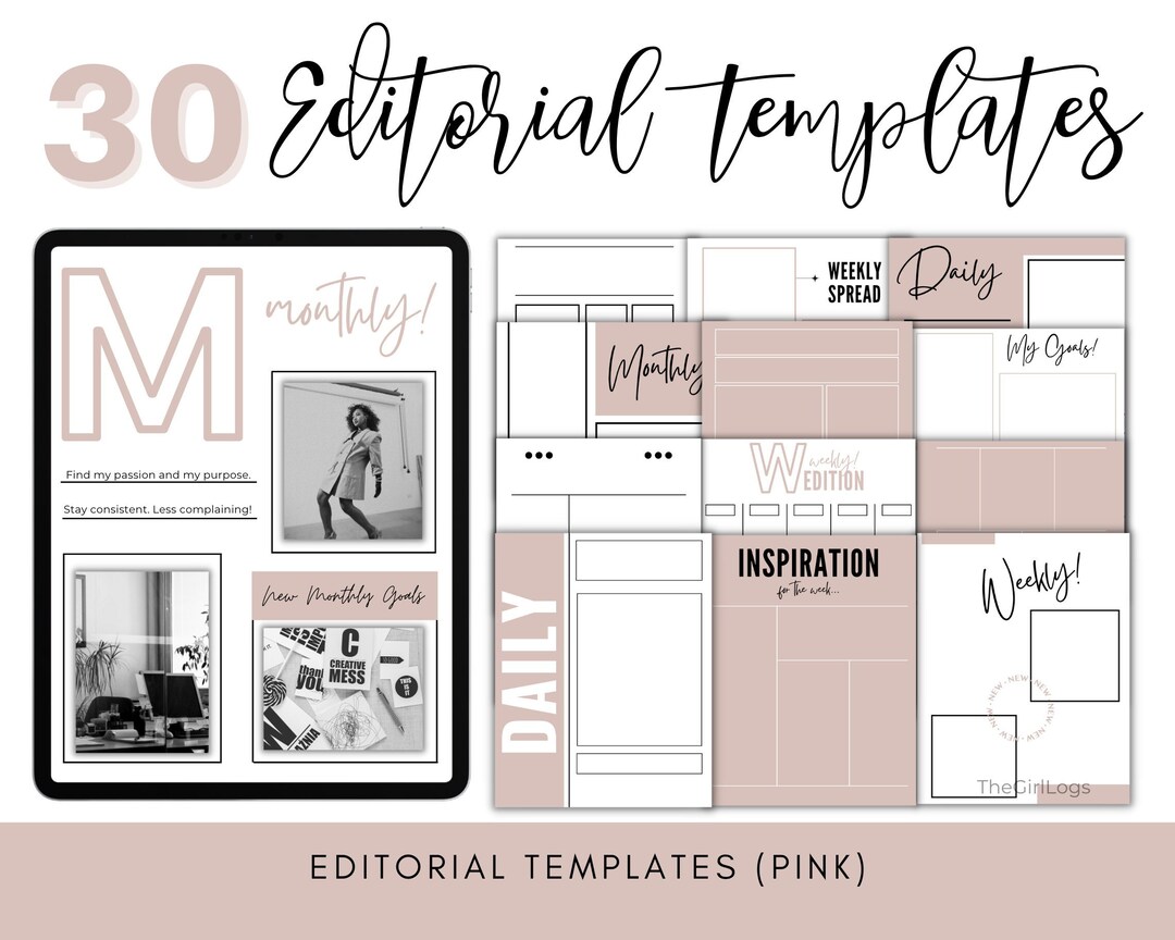 Editorial Template, Aesthetic Templates, Pink Templates, Minimalist ...