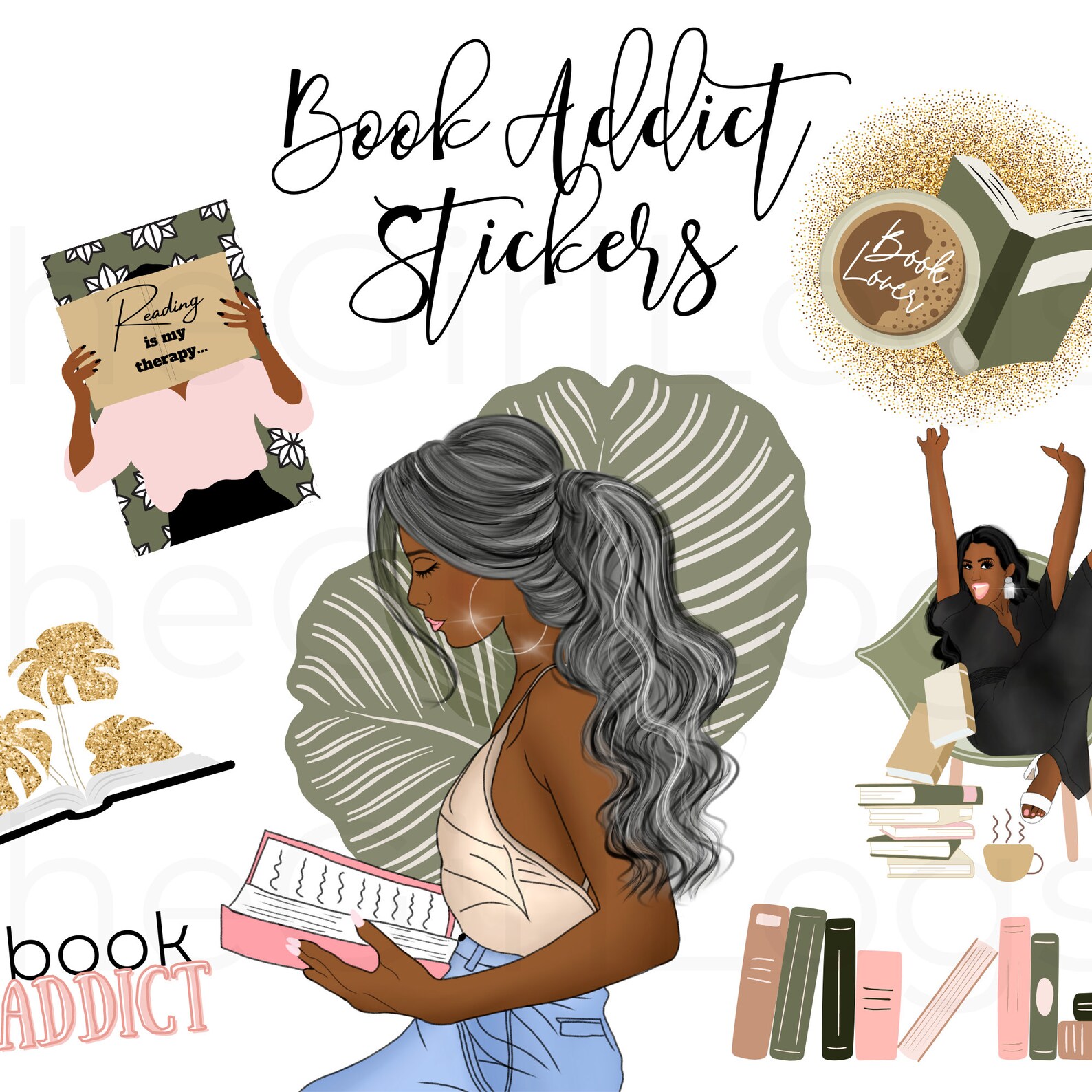 Goodnotes Stickers Reading Stickers African American Book - Etsy