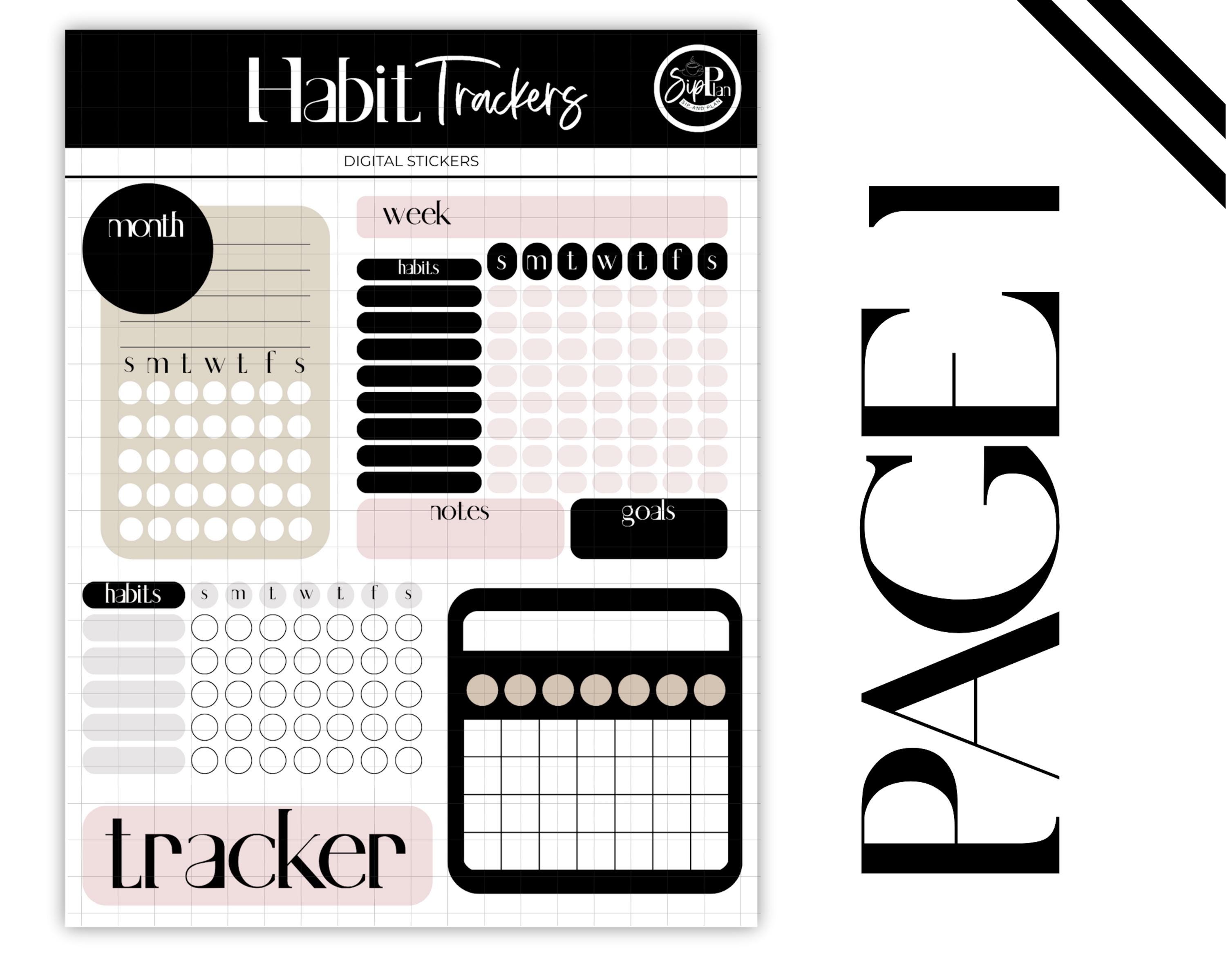 Habit Tracker Digital Stickers, Goodnotes Planner (PNG) - Etsy