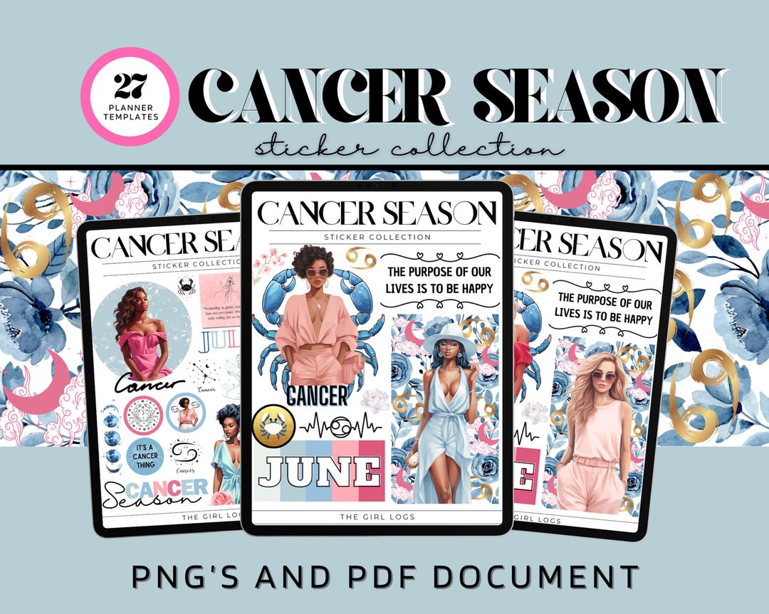 Cancer Zodiac Goodnotes Digital Stickers, June Digital Stickers, July ...