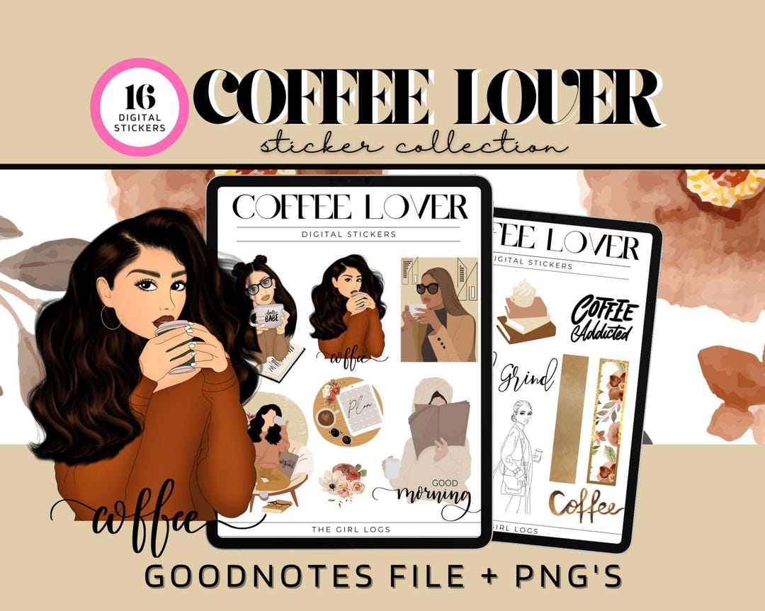Coffee Girl, Goodnotes Stickers, Coffee Stickers, Coffee Goodnotes ...