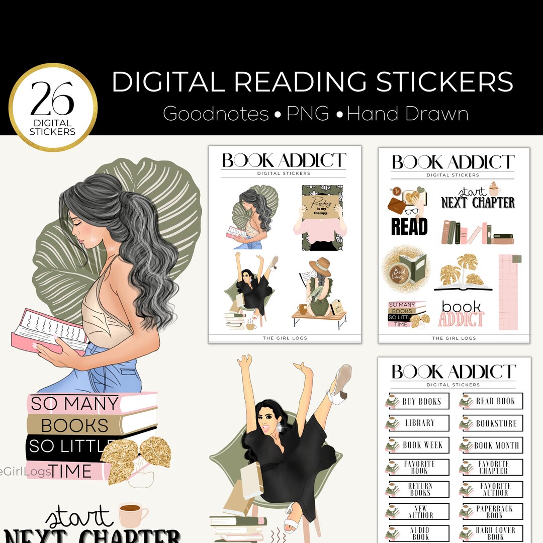Reading Stickers for Goodnotes, Digital Reading Stickers, Digital ...