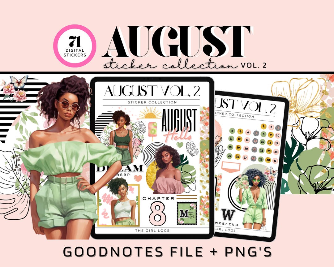 August 2024 Digital Stickers for Goodnotes, August Goodnotes Monthly ...