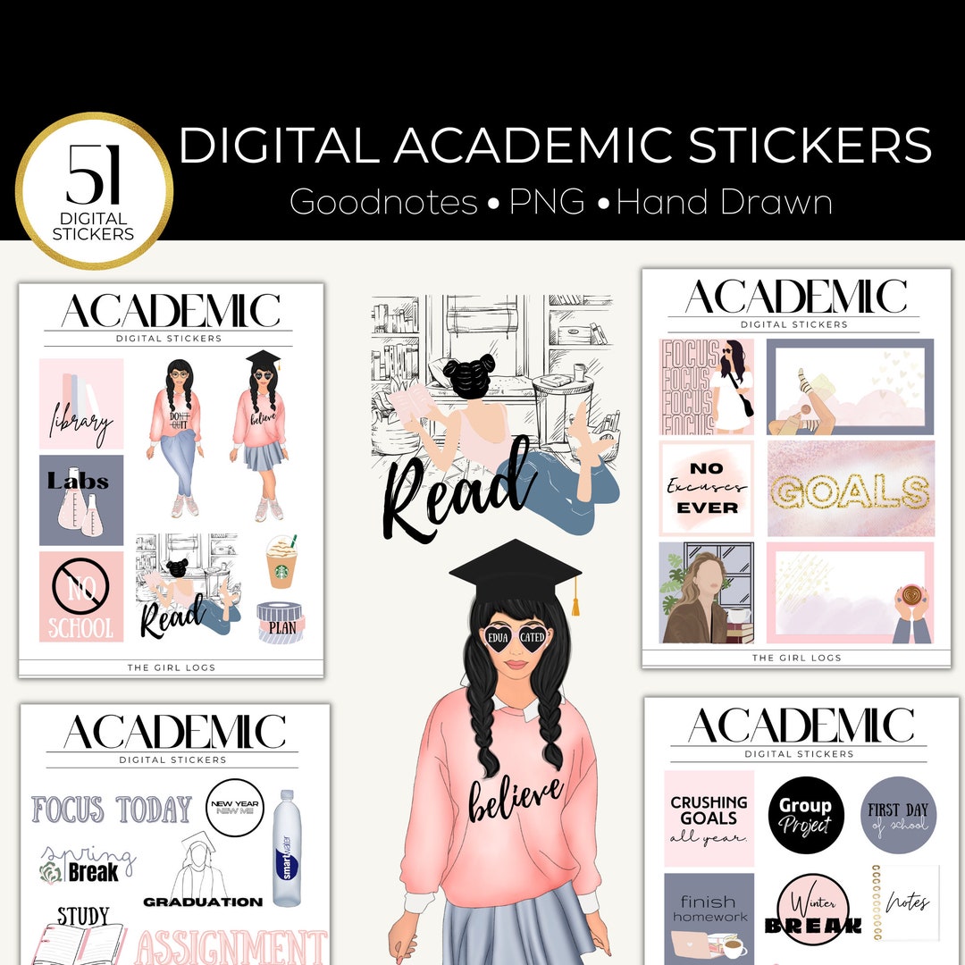 Academic Goodnotes Stickers, Student Stickers, Digital Student Stickers ...