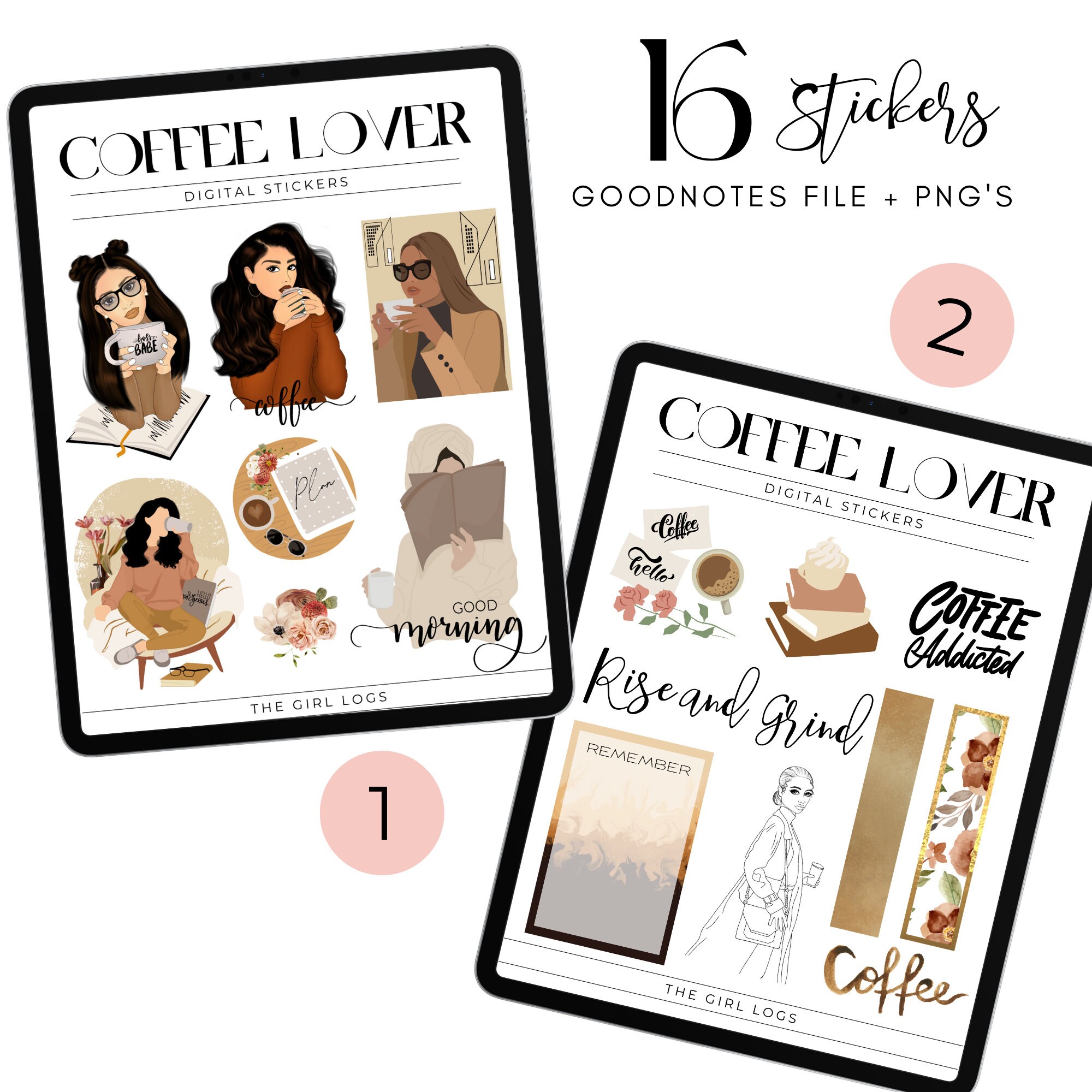 Coffee Girl, Goodnotes Stickers, Coffee Stickers, Coffee Goodnotes ...