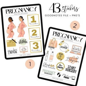 Goodnotes Stickers, Pregnancy Stickers, Digital Pregnancy Stickers ...