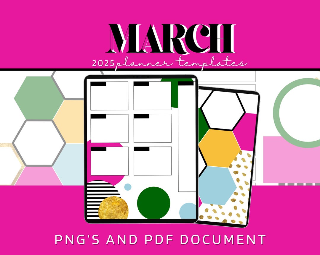 2025 March Pre-made Digital Planner Templates, Pre- Made Planner ...
