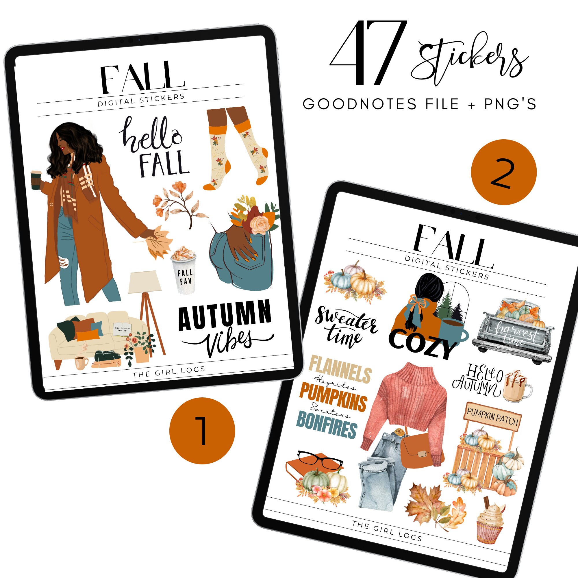 Fall Digital Planner Stickers, Autumn Digital Planner Stickers, Fall ...