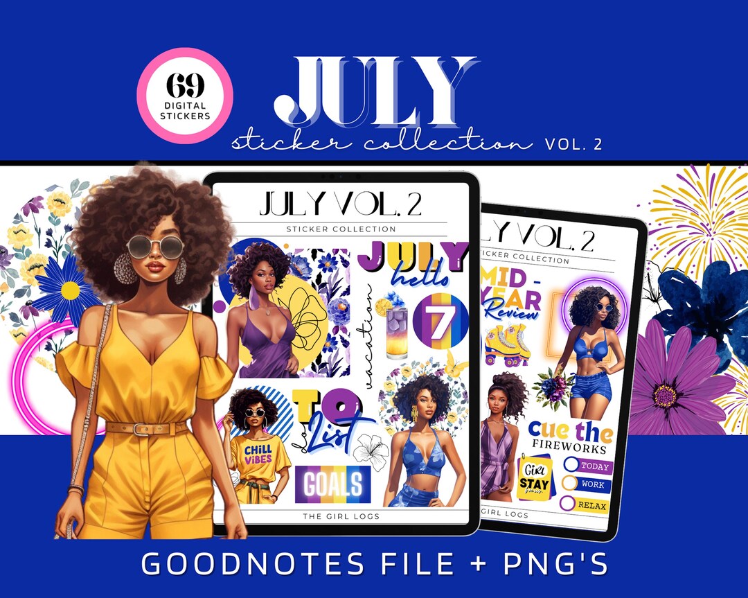 July 2024 Digital Stickers for Goodnotes, July Goodnotes Monthly ...