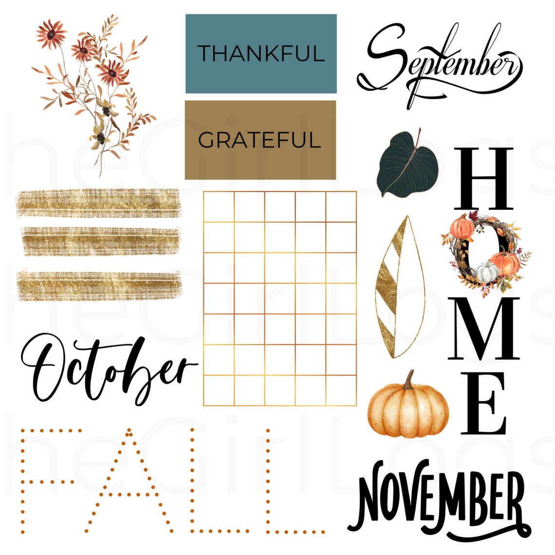 Fall Digital Planner Stickers, Autumn Digital Planner Stickers, Fall ...