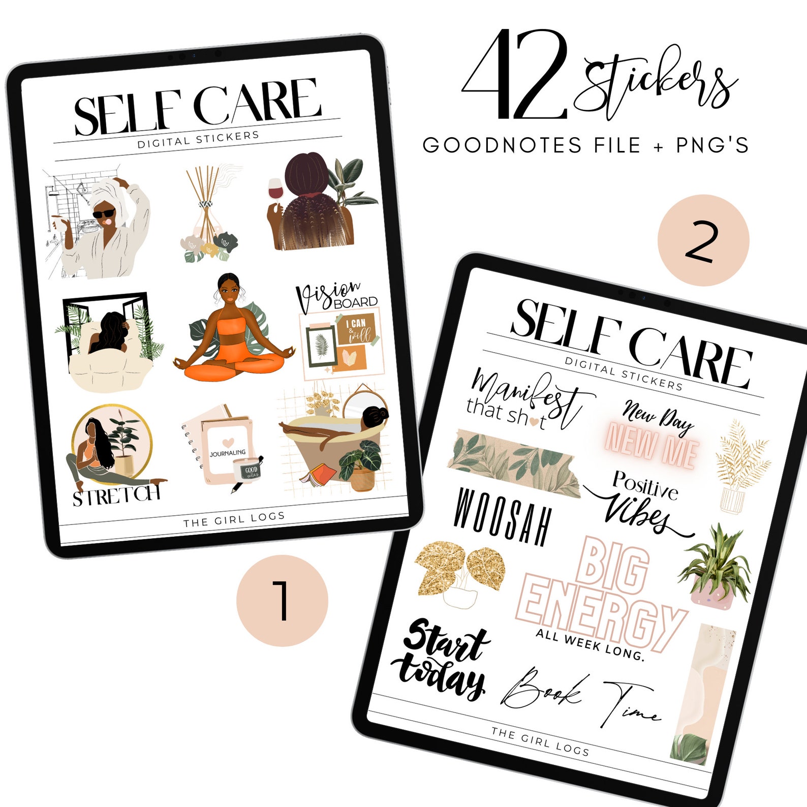 Self Care Goodnotes Stickers Manifest Stickers Digital - Etsy