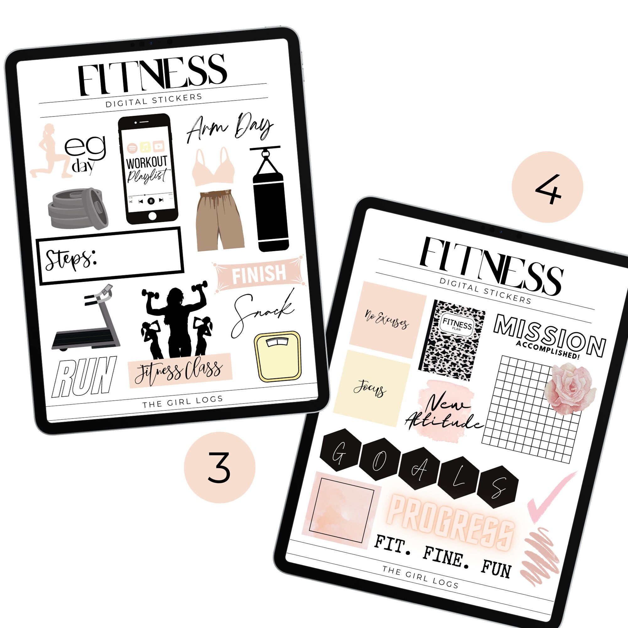 Fitness Stickers, Goodnotes Stickers, Digital Fitness Stickers, Fitness ...