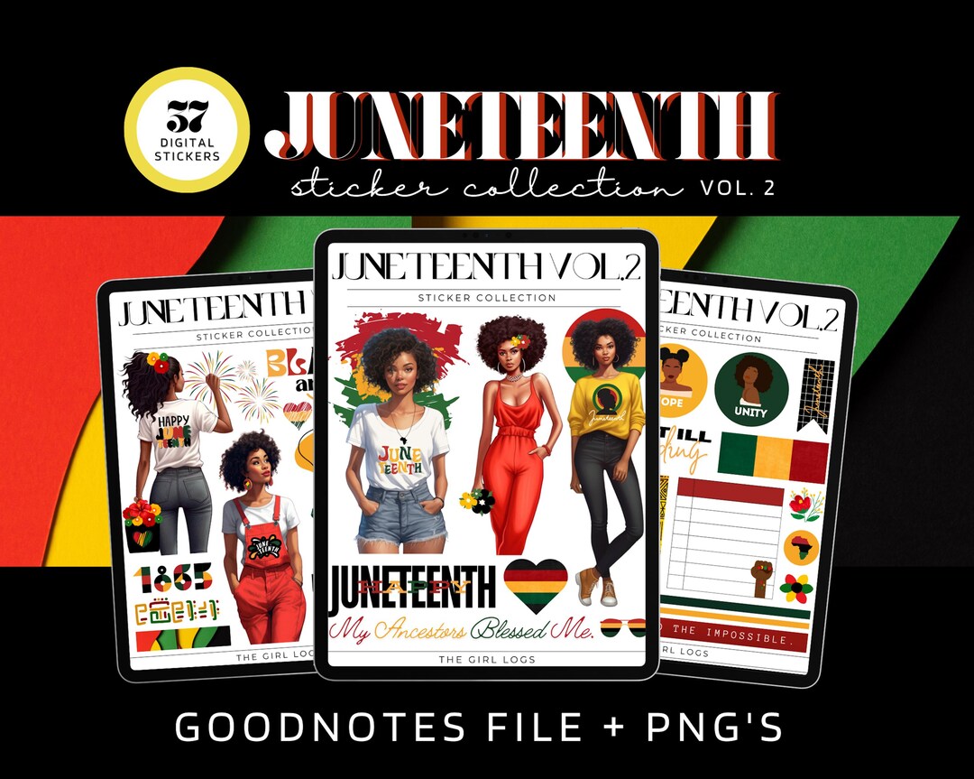 Juneteenth Digital Stickers, 2024 Juneteenth Stickers, June Digital ...