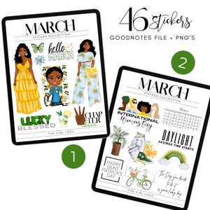 March 2023 Digital Stickers for Goodnotes, March Goodnotes Monthly ...