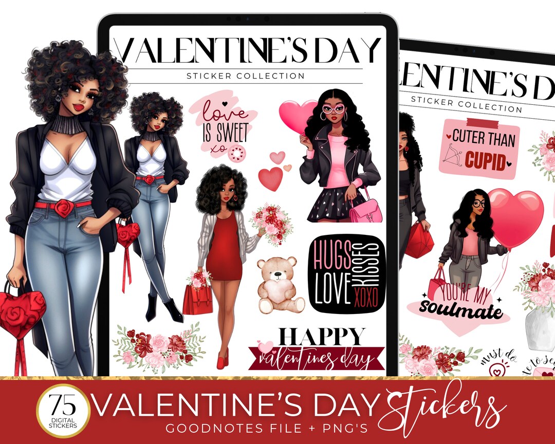 Valentine's Day Digital Stickers, Goodnotes Pre-cropped Digital ...